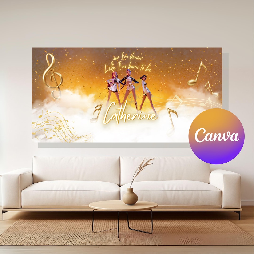 Kpop Demon Hunter Golden Party Banner|printable Birthday Decoration ...