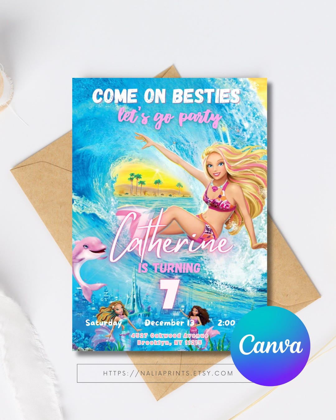 Little Mermaid Invite | Mermaid Birthday Printable | Barbie Party ...
