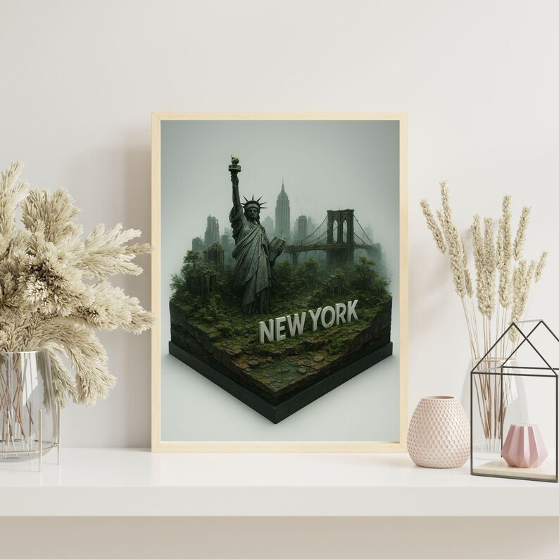 Post Apocalyptic New York Poster - Statue of Liberty Wall Art ...