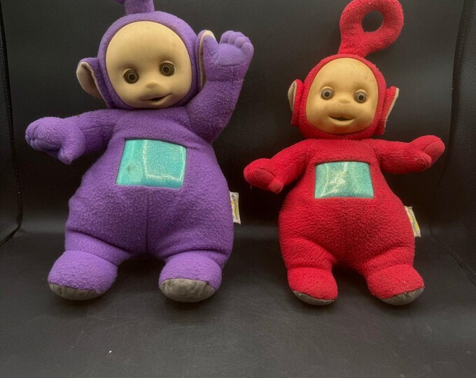 Tinkywinky and Poe Teletubbies 1998 Talking Stuffed Plush17”-playskool ...