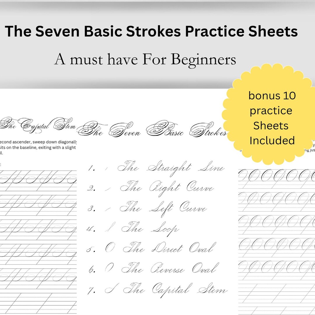 The Book of Strokes for Calligraphy (digital Download) 7 Basic Strokes ...