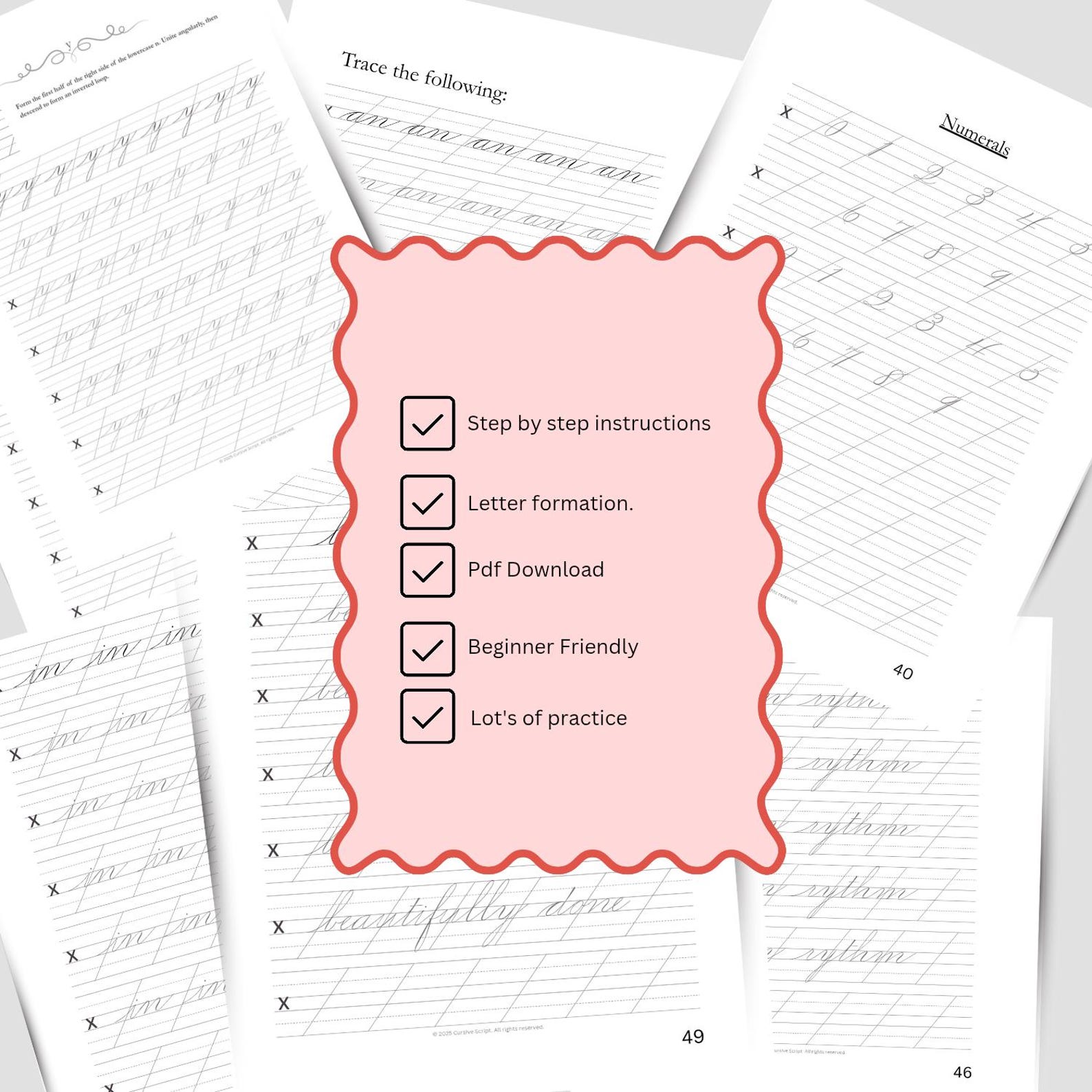 Cursive Handwriting Practice Sheets | Spencerian Capitals Workbook ...