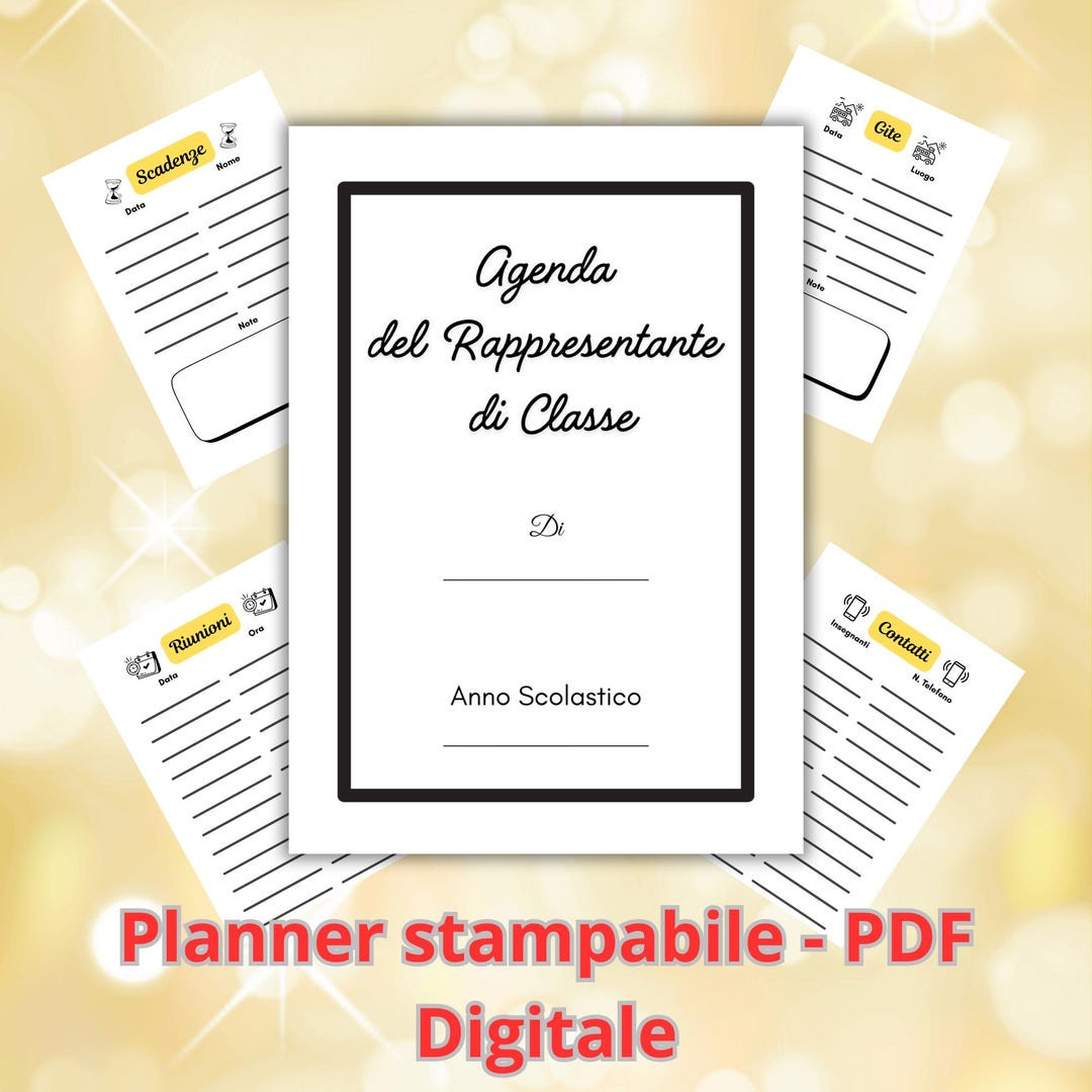Printable School Planner PDF A4 - A5 – Class Representative Agenda ...