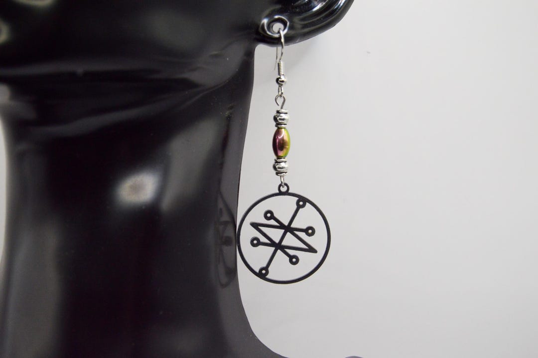 Azazel Sigil Earrings, Scapegoat, Fallen Angel, Goth, Temple, Rainbow ...
