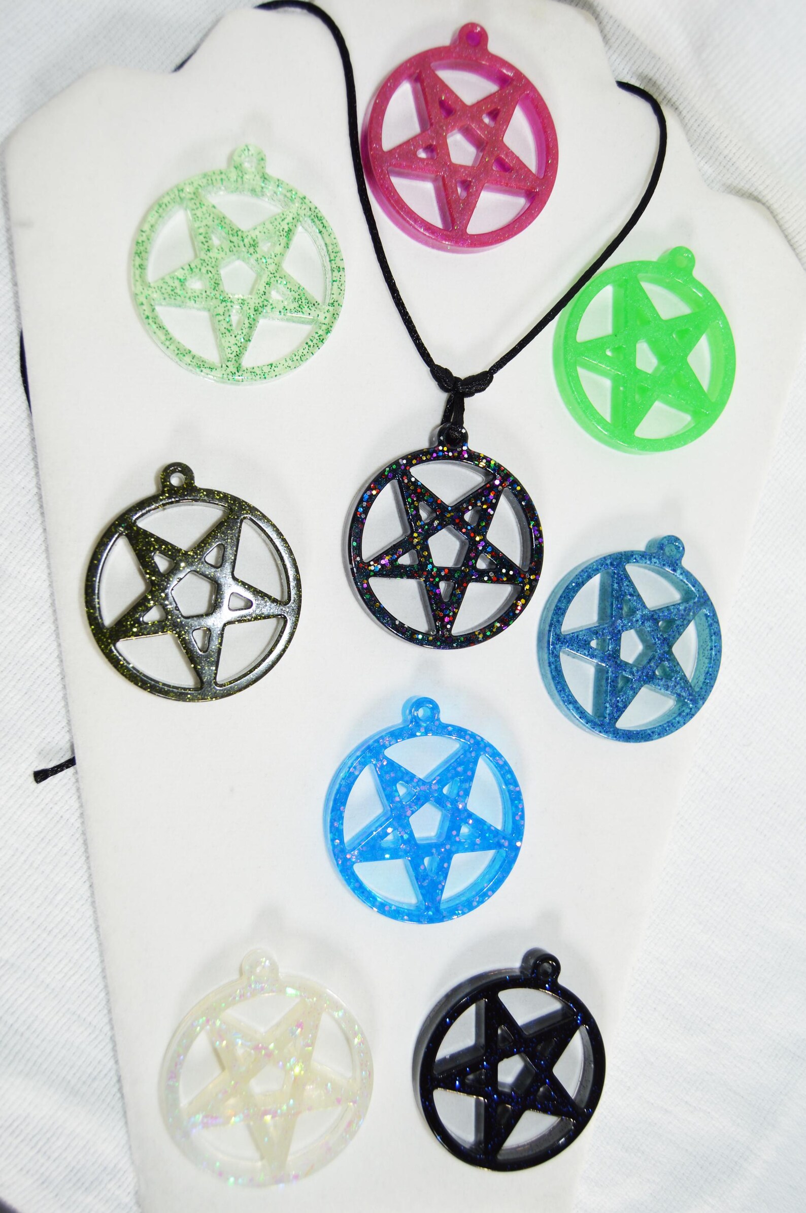 Pentagram Pendant Necklace, Color Choice, Customize, Satin Cord - Etsy