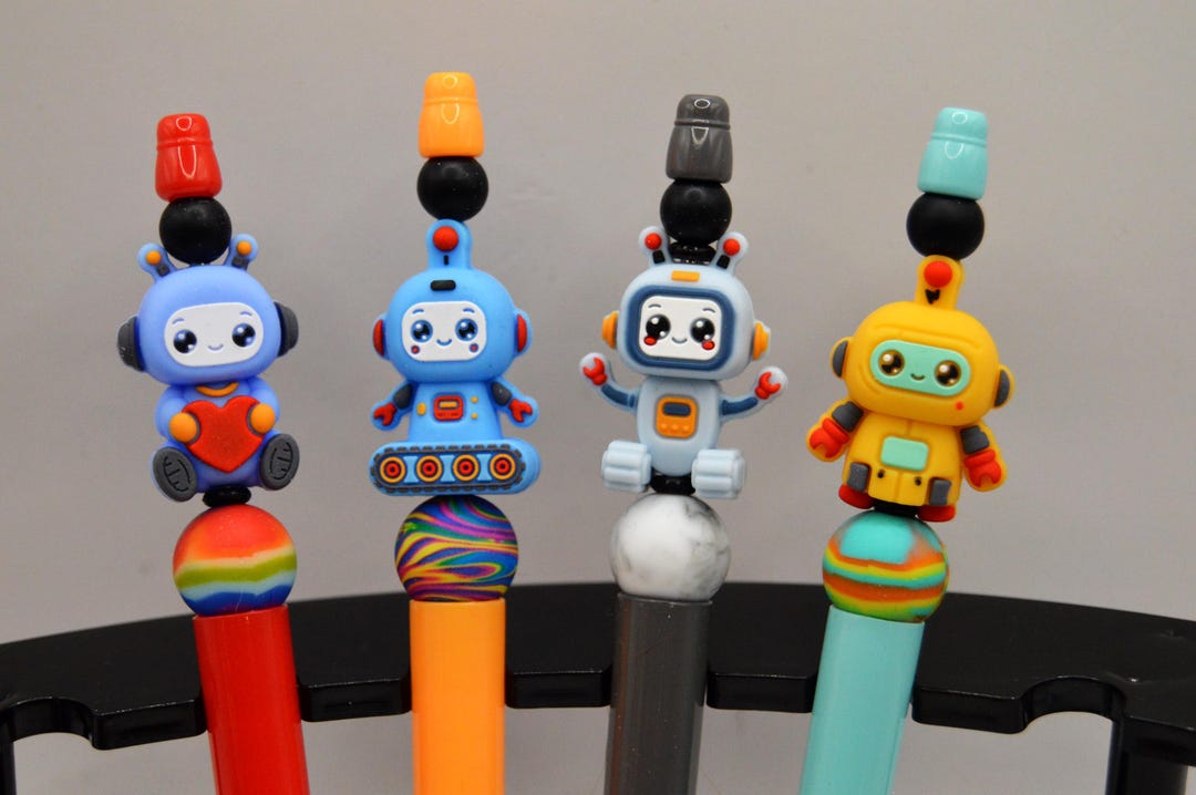 Retro Style Robot Pens. Soft Silicone Beads. - Etsy