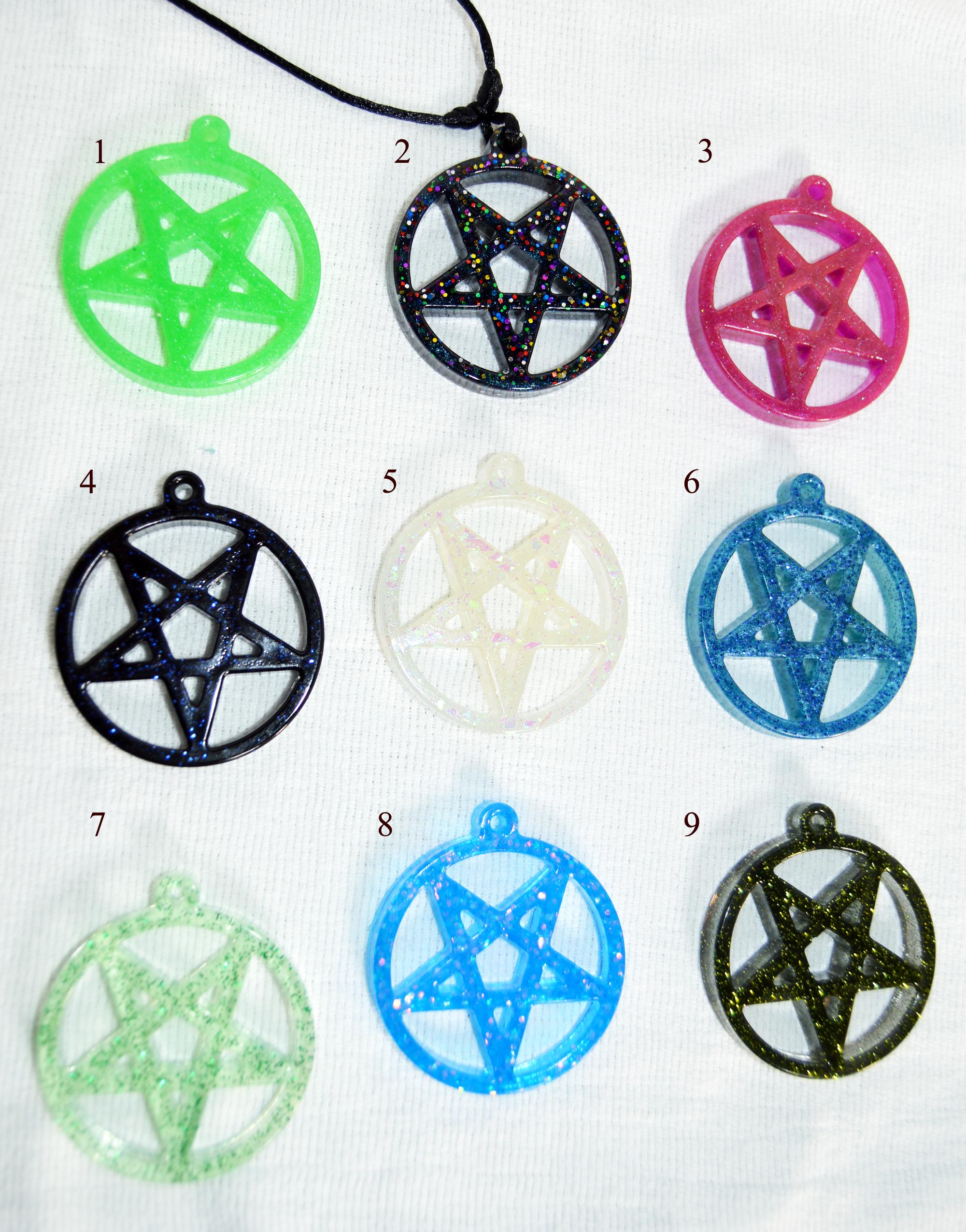 Pentagram Pendant Necklace, Color Choice, Customize, Satin Cord - Etsy
