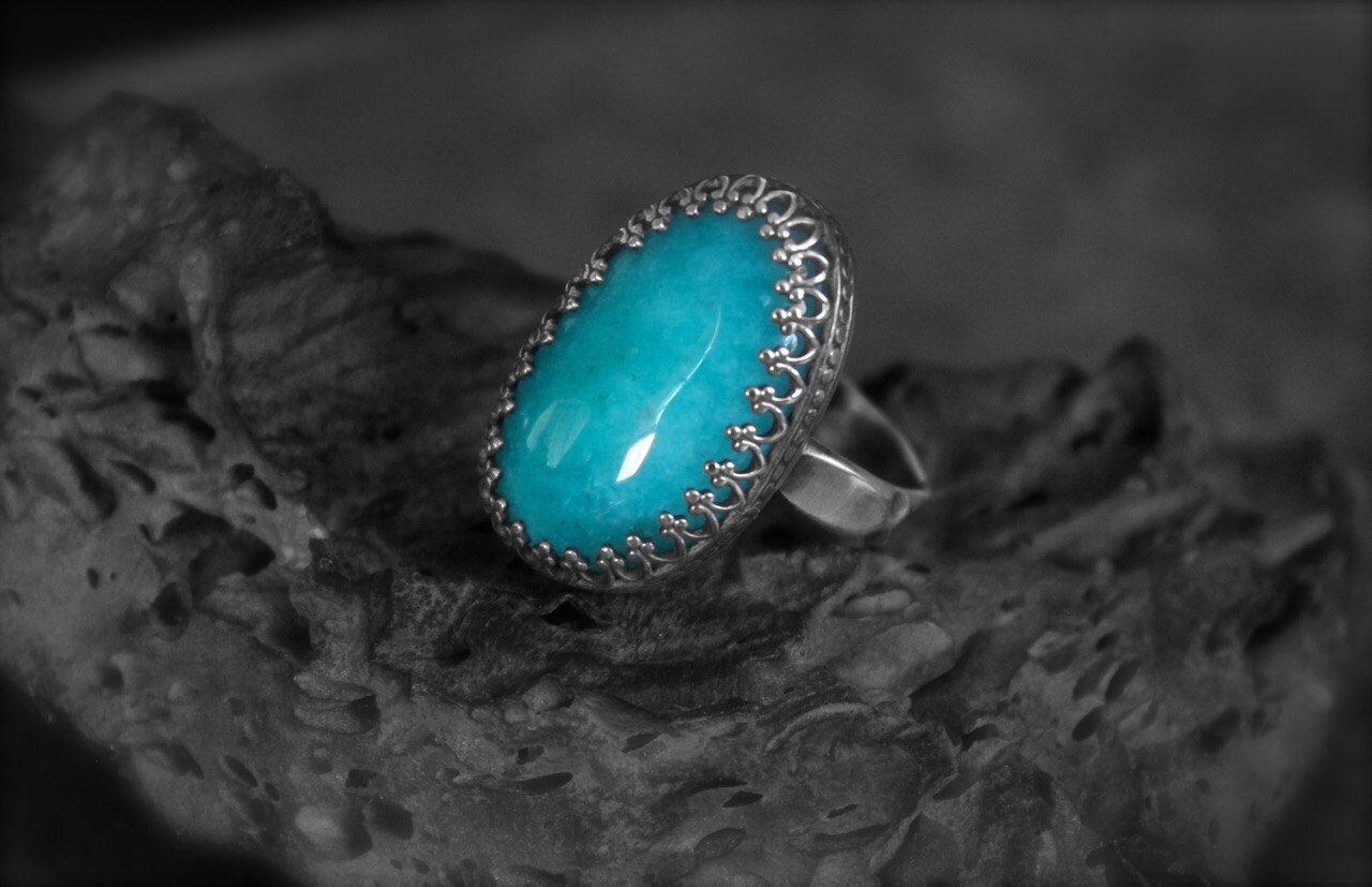 Amazonite Stone Set in Sterling Silver-ring Size 8-handmade Artisan ...