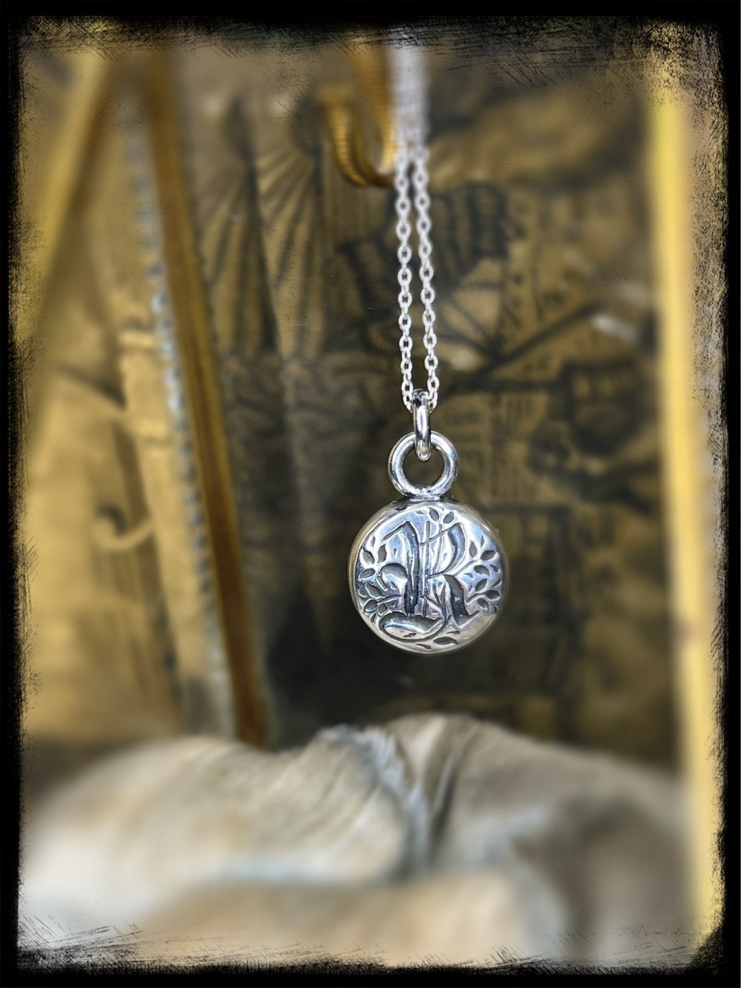 Gothic Monogram Pendant-sterling Silver-handmade Artisan Jewelry - Etsy