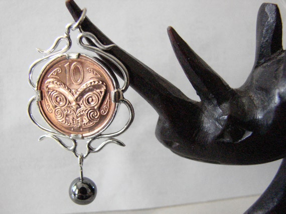 Items similar to OOAK Sterling Scroll Pendant with Coin on Etsy