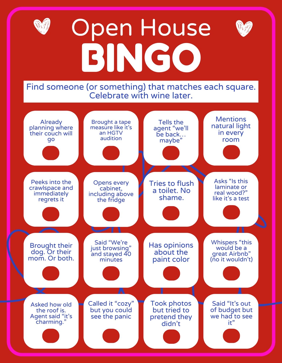 Open House Bingo: Printable Game Cards for Real Estate Agents (client ...