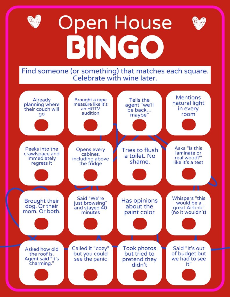 Open House Bingo: Printable Game Cards for Real Estate Agents (client ...