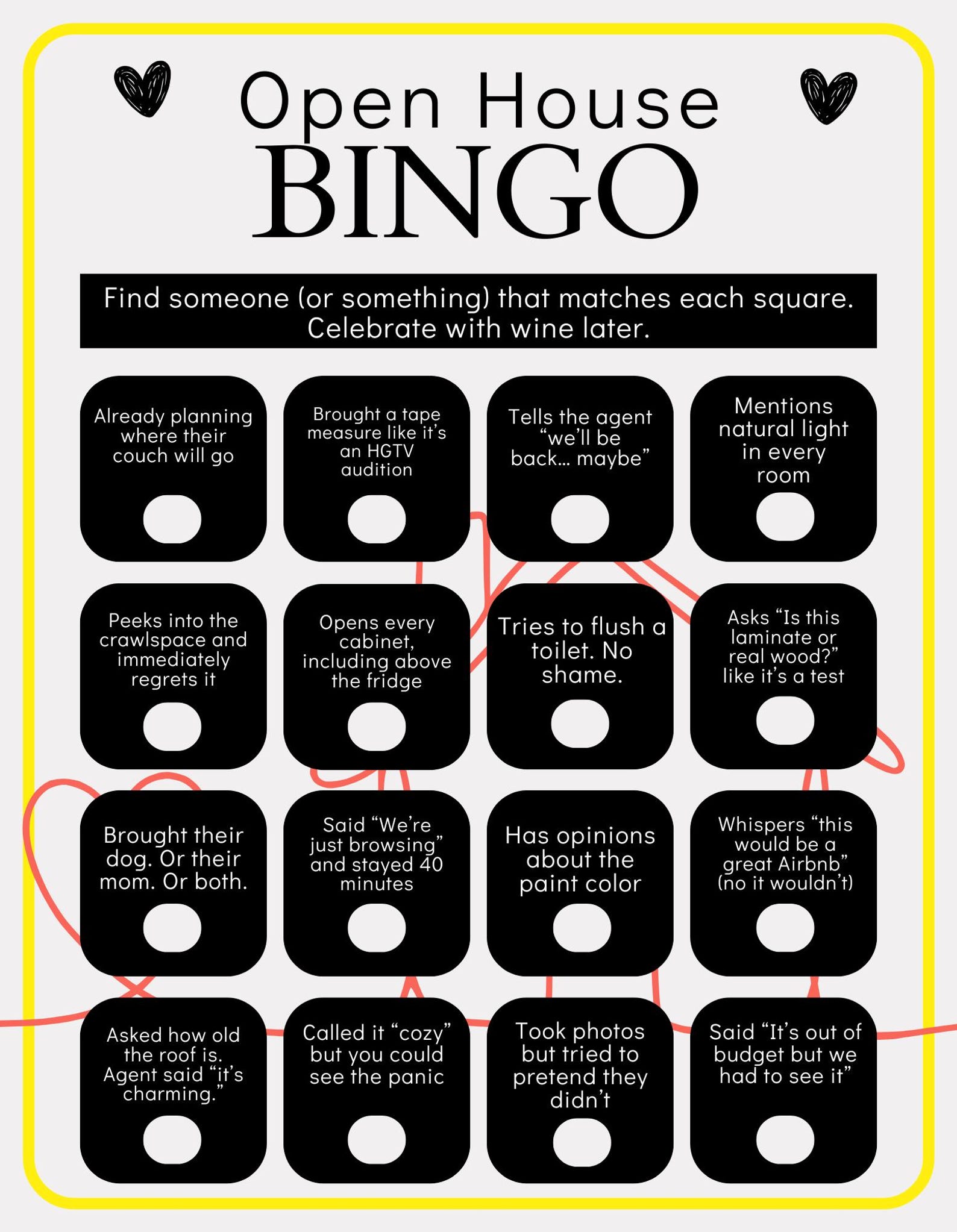 Open House Bingo: Printable Game Cards for Real Estate Agents (client ...