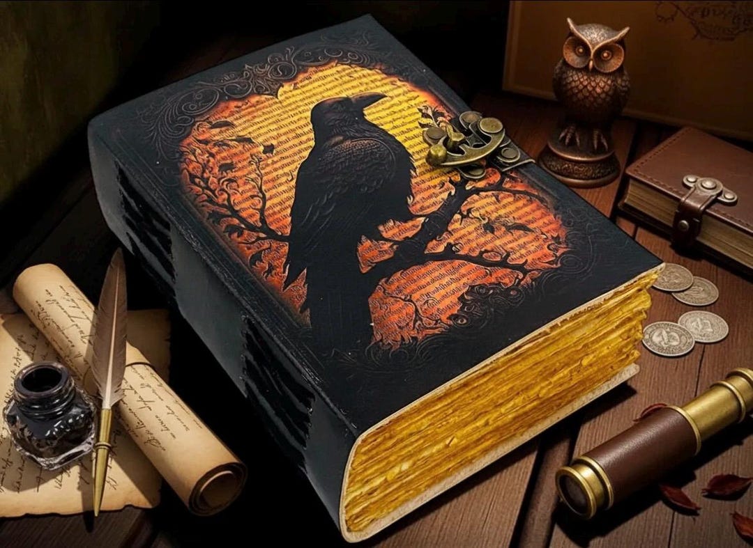 400 Pages Raven Grimoire Leather Journal Book of Shadows - Gothic Spell ...