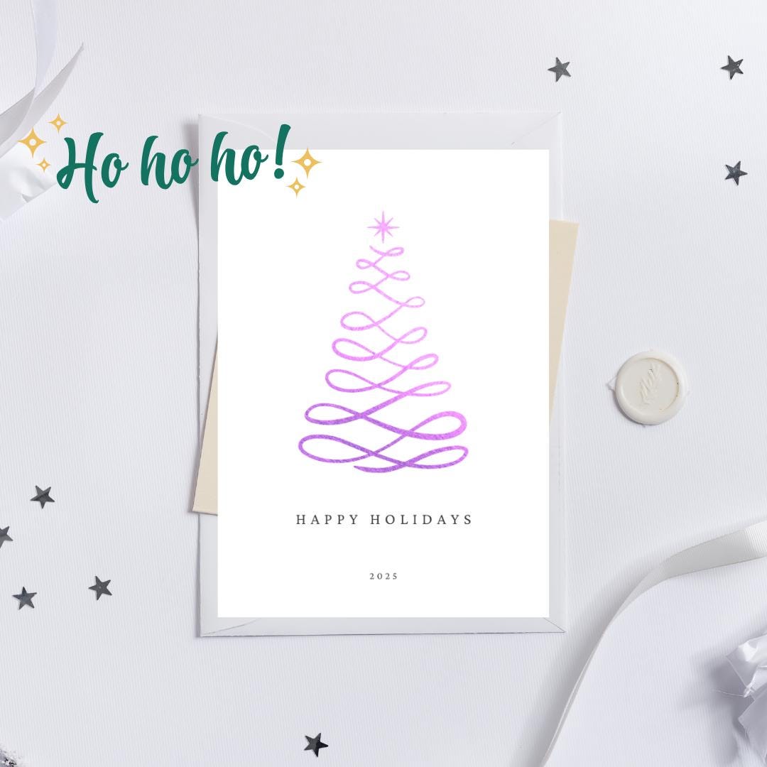 Simple Elegant Bold Lux Holiday Card – Printable A6 – Modern Purple ...