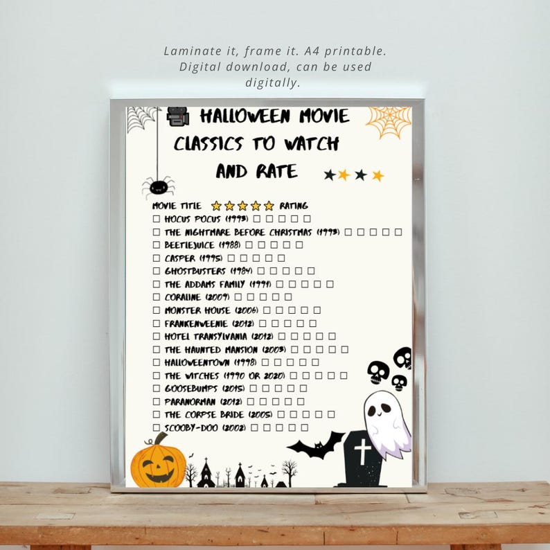 Halloween Movie Bucket List Printable – Classic Family Favorites With ...