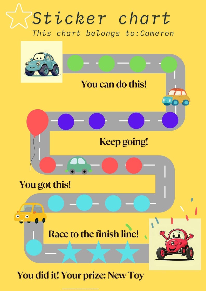 Printable Car Sticker Reward Chart for Kids – Behavior Tracker PDF ...