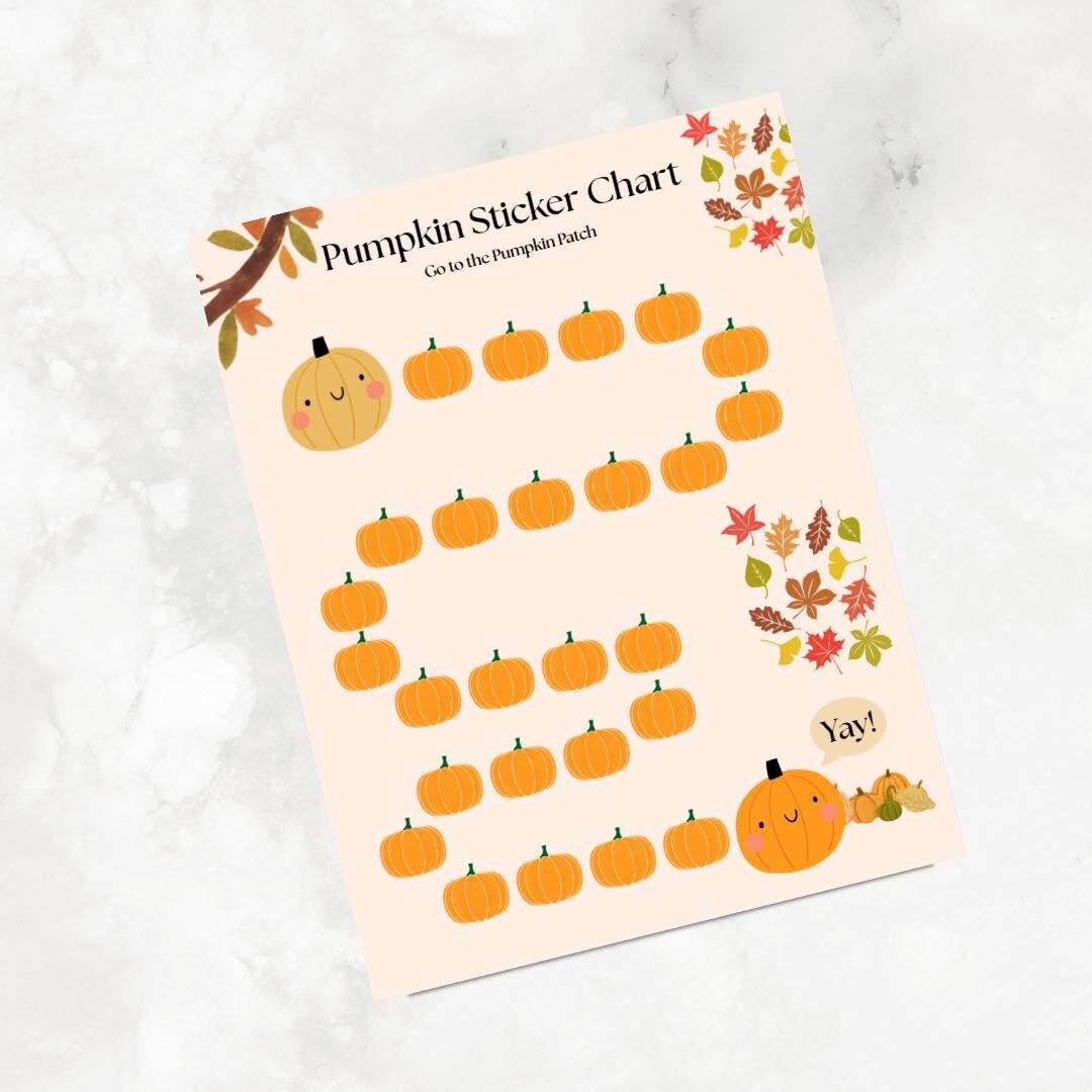 Pumpkin STICKER CHART | Fall Sticker Chart | Potty Training Chart ...