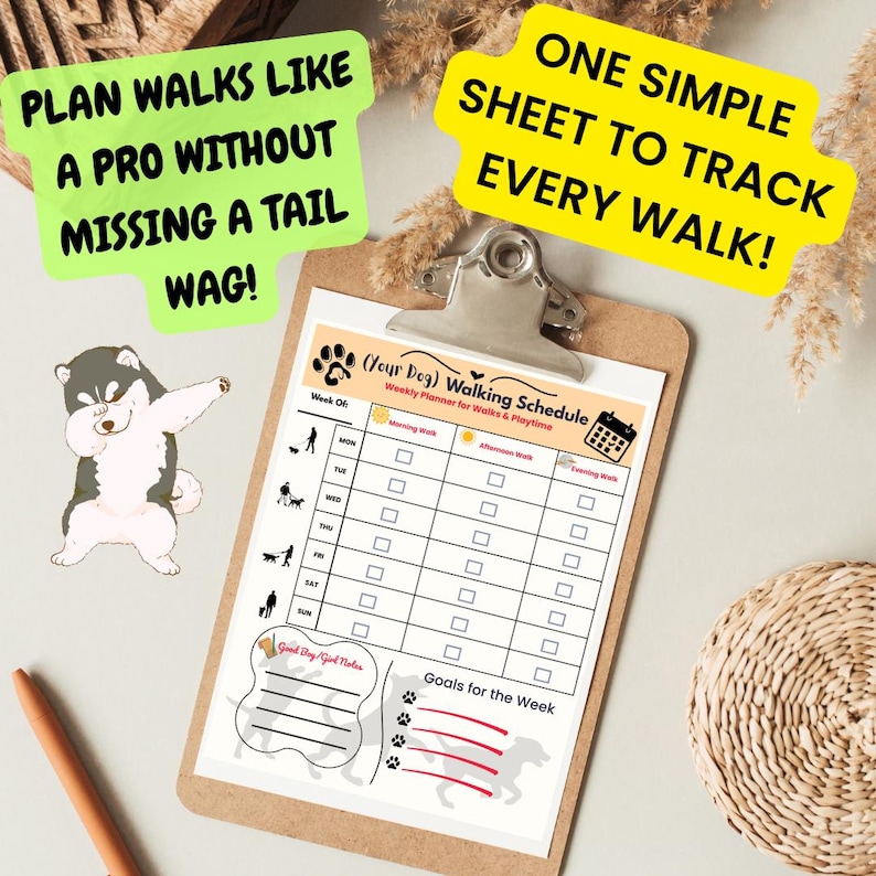 Editable Dog-walking Schedule | Walking Planner Canva Template | Pet ...