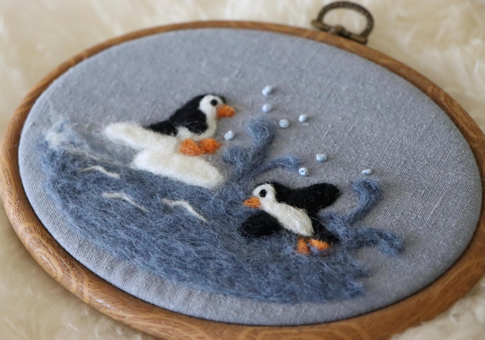 Wool Hoop Art - Needle Felt - Embroidery - Nursery - Reading Nook ...