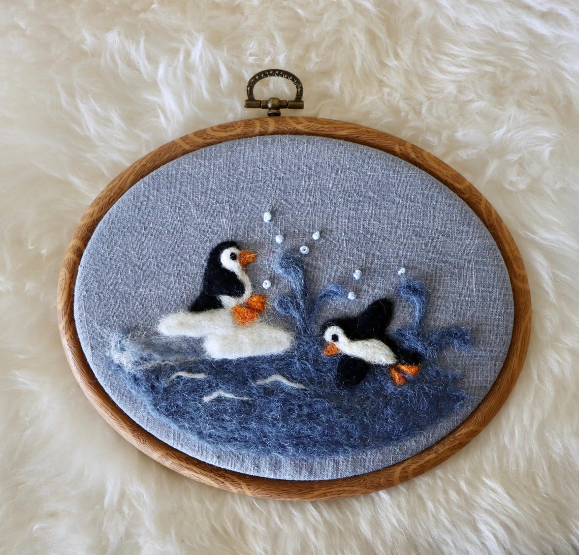 Wool Hoop Art - Needle Felt - Embroidery - Nursery - Reading Nook ...