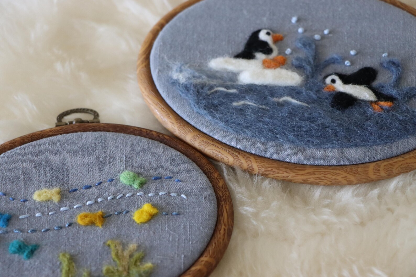 Wool Hoop Art - Needle Felt - Embroidery - Nursery - Reading Nook ...