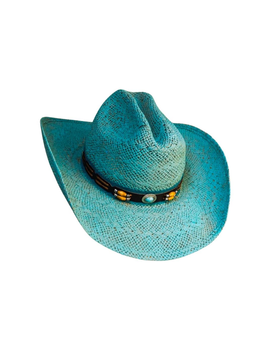 Straw Hat - Model Venus Turquoise - Yara by Giovanna Zattar - Etsy