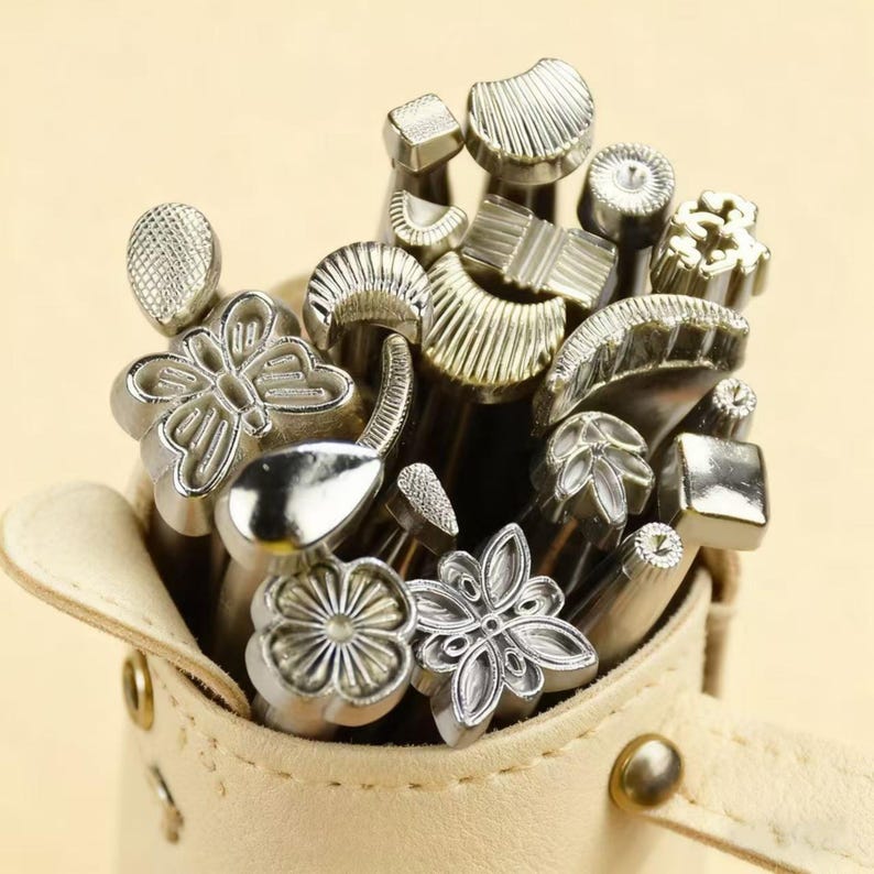 Kit de sellos de cuero: herramientas para repujado con motivos florales ...