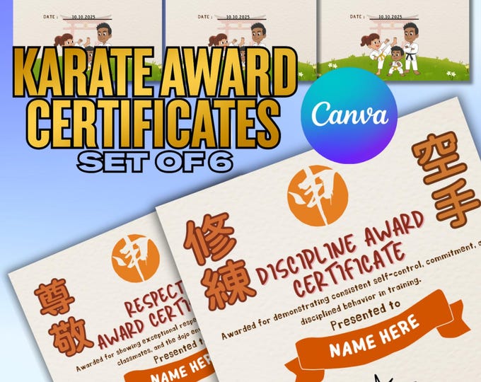 Editable Karate Certificate Template, DIY Karate Participation Award ...