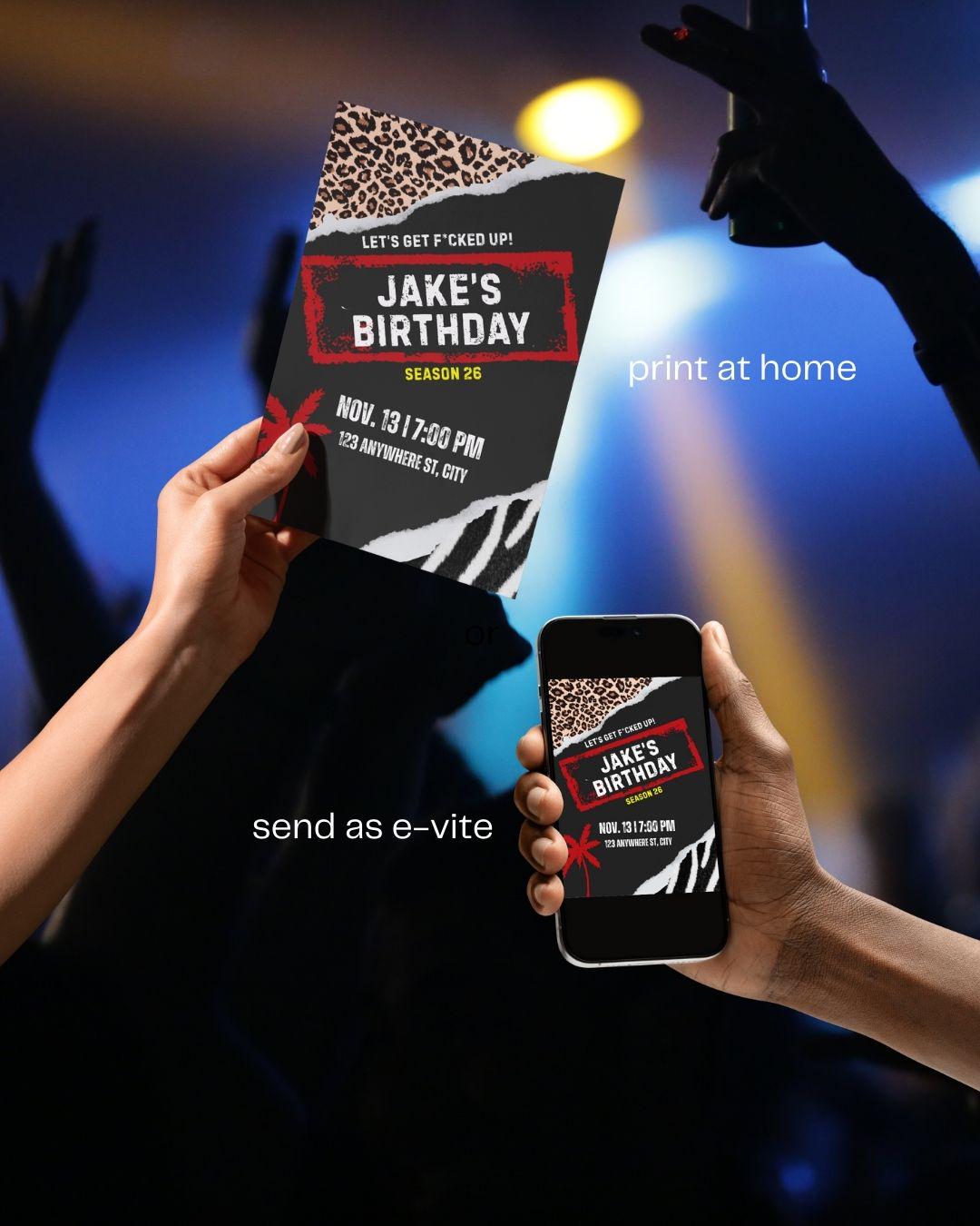 Jersey Shore Birthday Invitation: Cheetah Print Y2K Party (canva ...