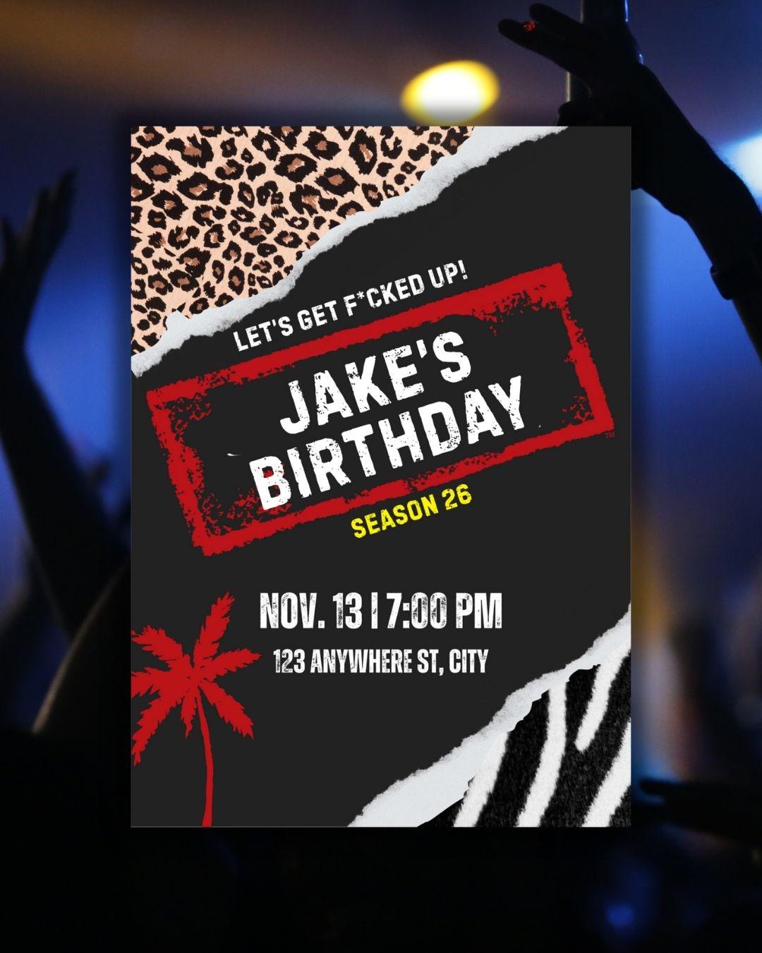 Jersey Shore Birthday Invitation: Cheetah Print Y2K Party (canva ...