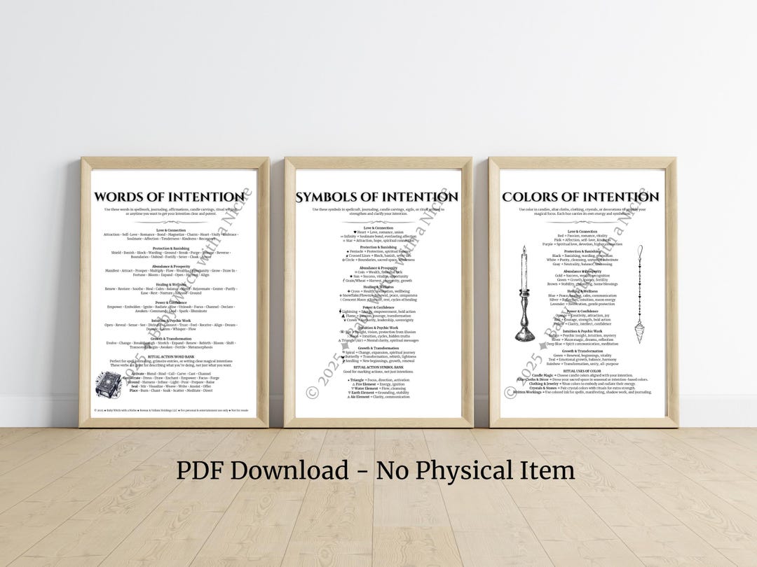 Intention Setting Printables, Words, Symbols & Colors, Witchy Grimoire ...