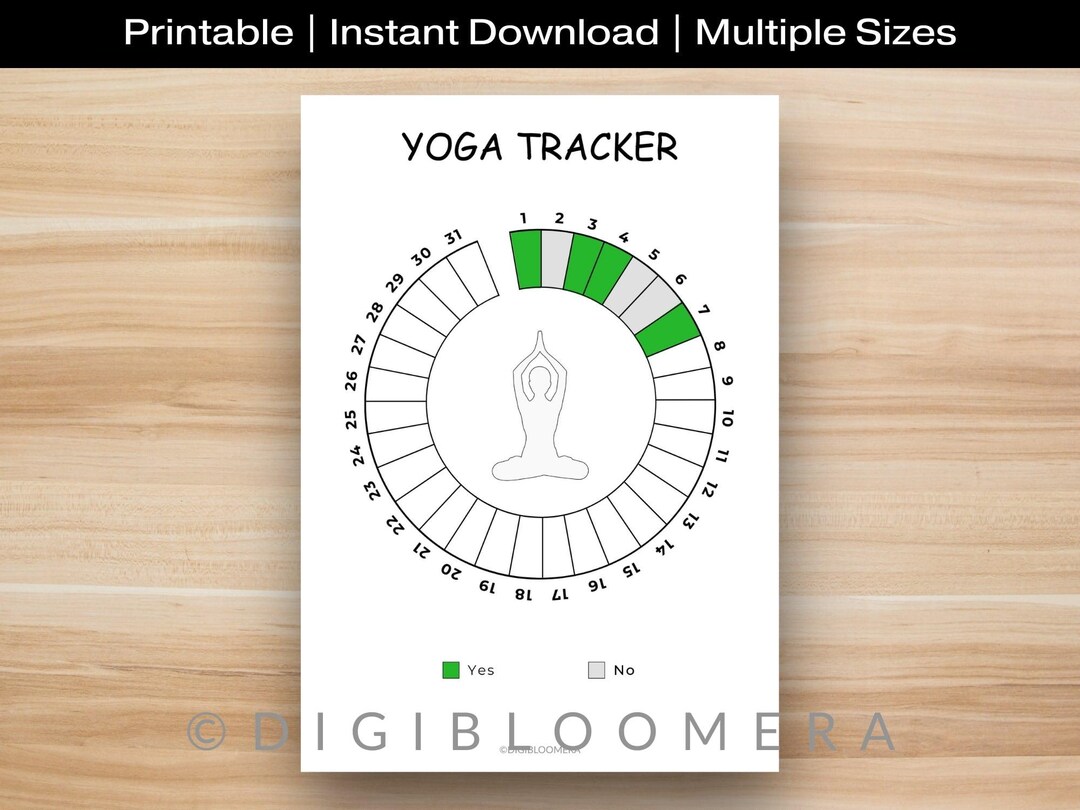 Yoga Tracker Printable, Journal Page, Monthly Yoga Log, Yoga Habit ...