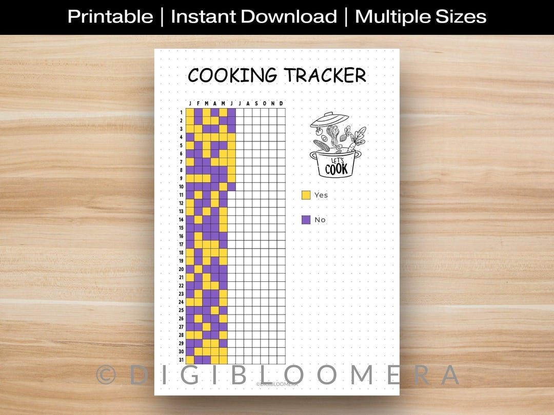 Cooking Tracker Yearly, Printable Journal Page, Home Cooked Meal ...