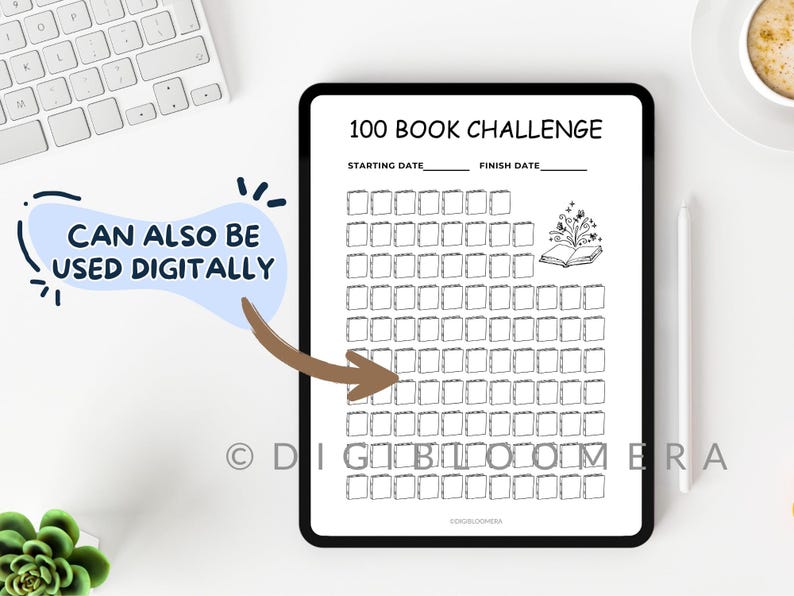 100 Book Reading Challenge | Printable Journal Page - Etsy