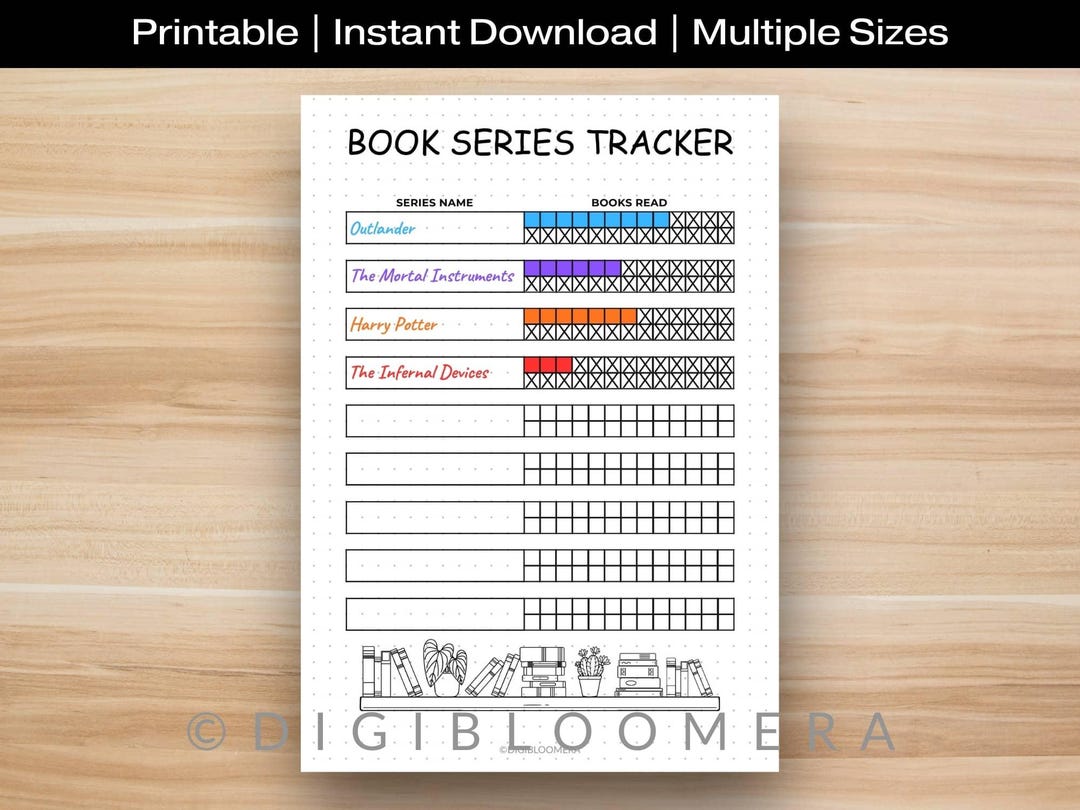 Book Series Tracker | Printable Reading Journal Page - Etsy