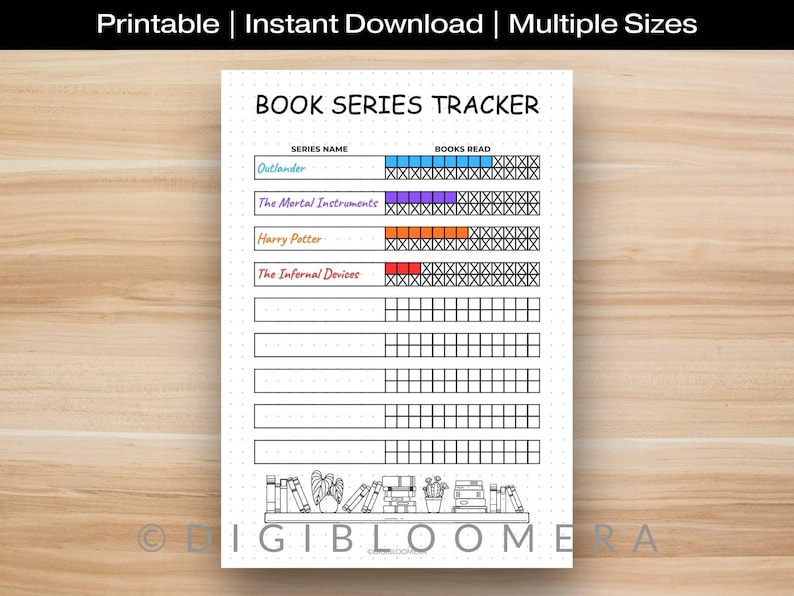 Book Series Tracker | Printable Reading Journal Page - Etsy