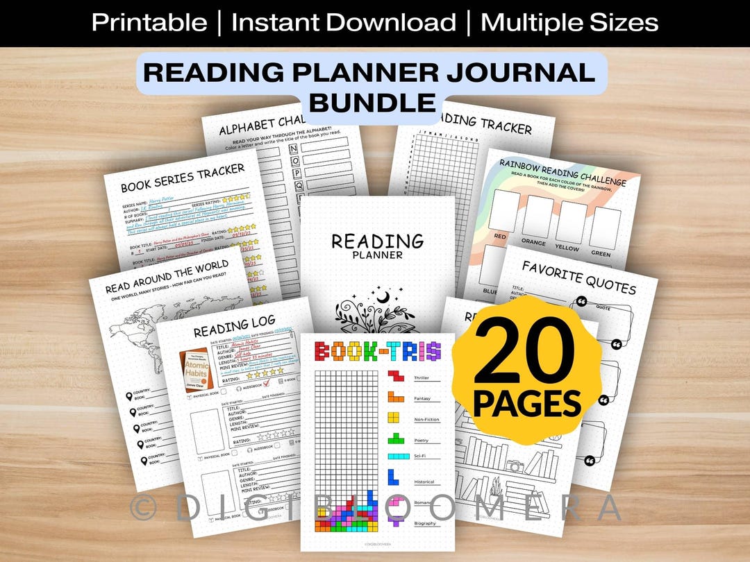 Reading Planner Journal Bundle | Printable Book Tracker Pages | A4/A5 ...