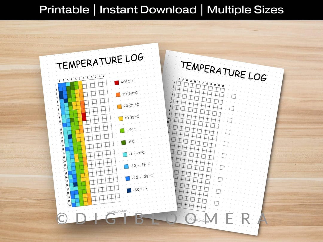 Temperature Log, Printable Journal Page, Temperature Tracker, Celsius ...