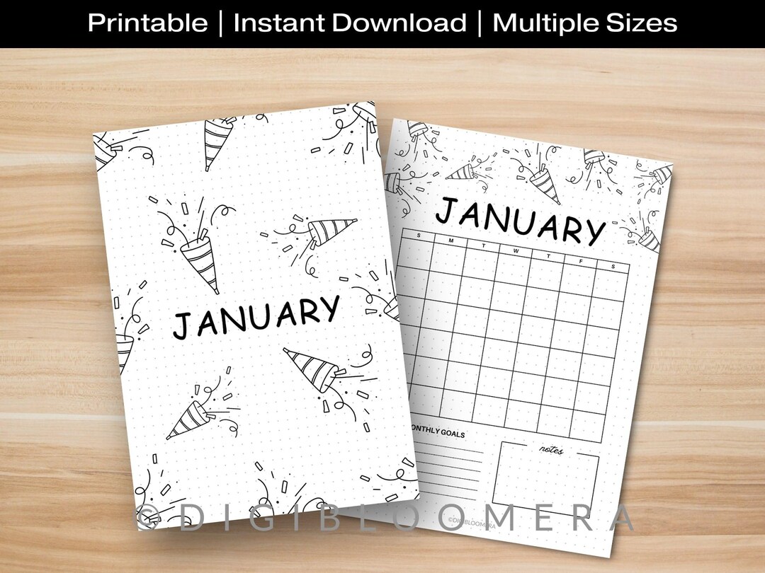 January Calendar & Title Page | Printable and Digital Journal Pages ...