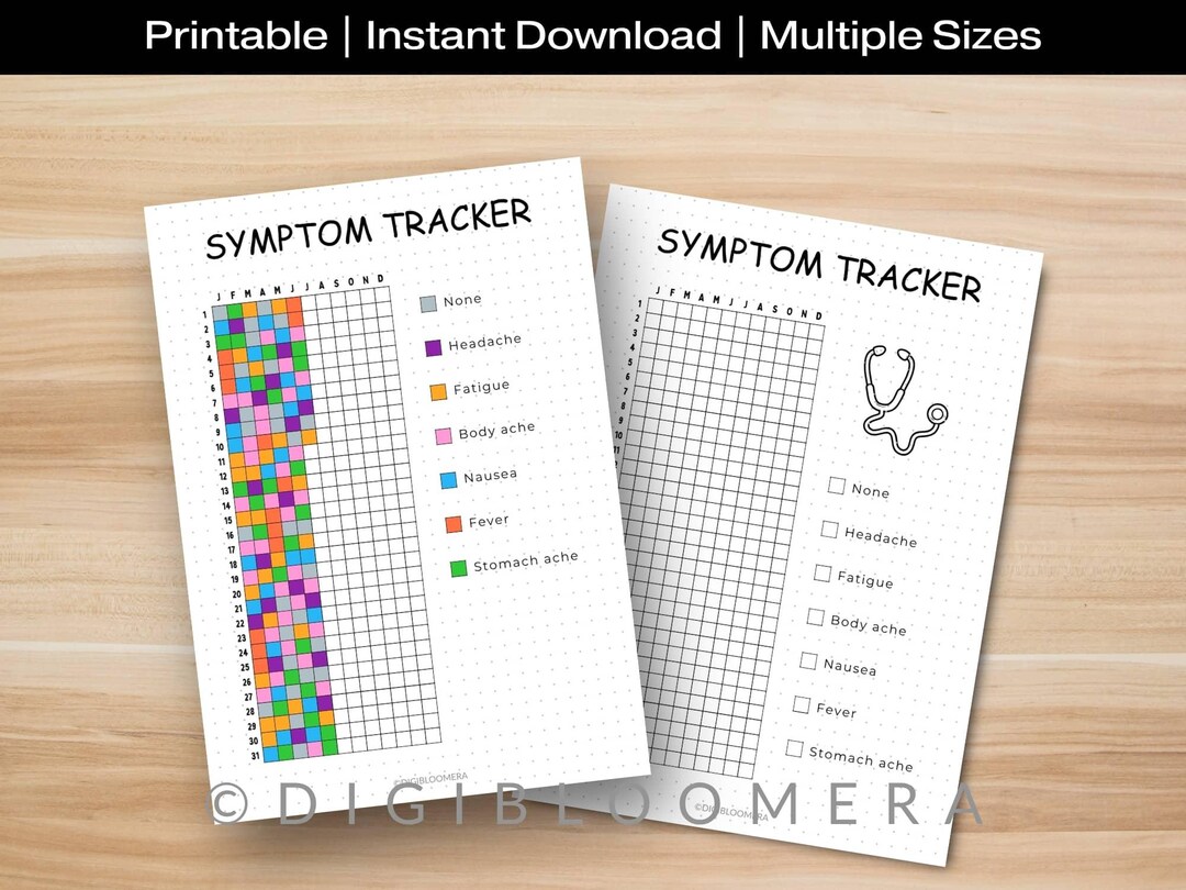 Symptom Tracker, Printable Journal Page, Health Tracker, Symptom Log ...