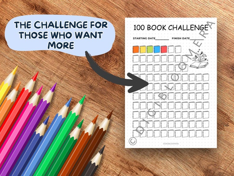 100 Book Reading Challenge | Printable Journal Page - Etsy