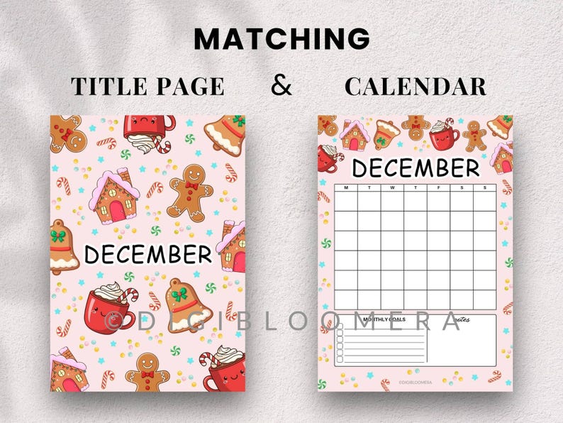 December Calendar & Title Page | Printable and Digital Pre-colored ...