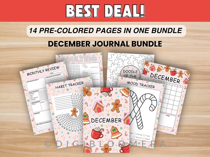 December Calendar & Title Page | Printable and Digital Pre-colored ...