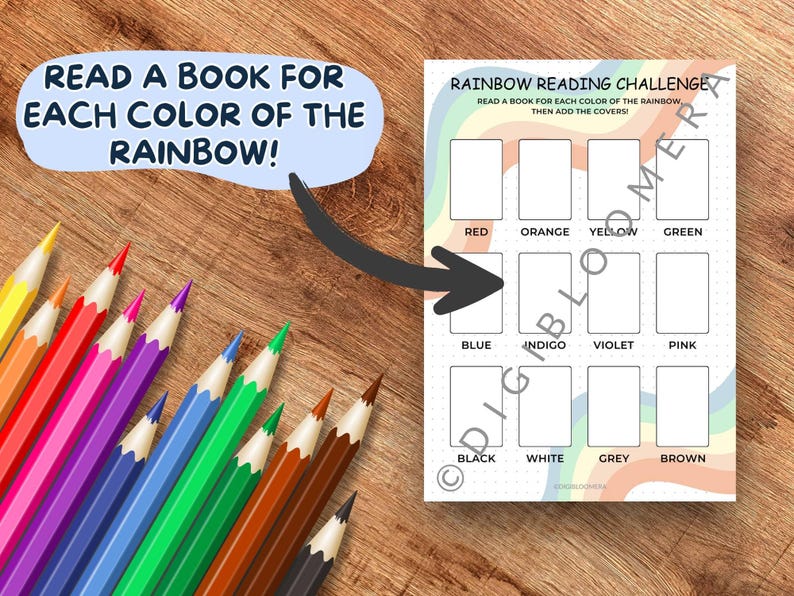 Rainbow Reading Challenge | Printable Journal Page | Book Tracker ...