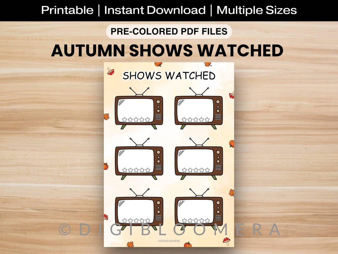 Autumn Shows Watched Tracker | Printable & Digital Pre-colored Journal ...