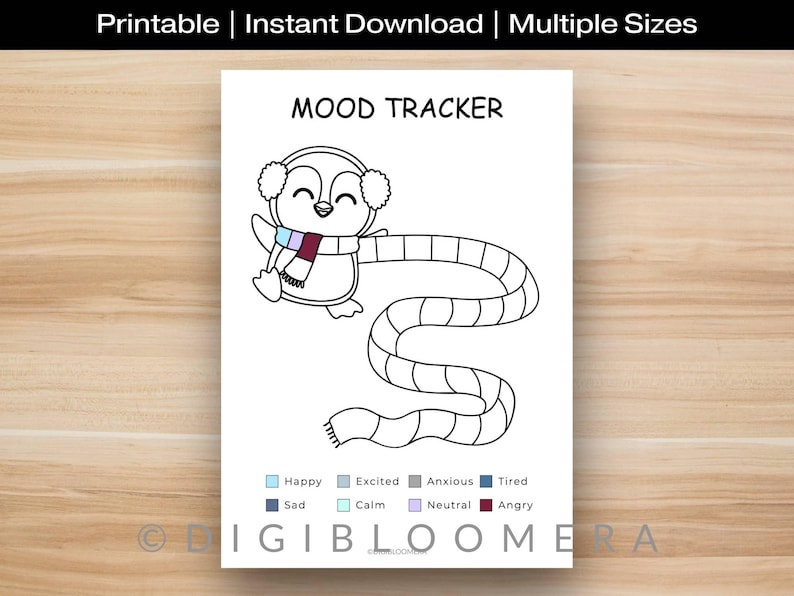 Penguin Mood Tracker | Printable & Digital Journal Page | Daily ...