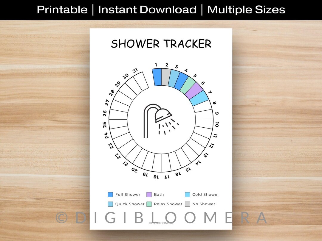 Shower Tracker, Printable Journal Page, Planner Page, Shower Log ...