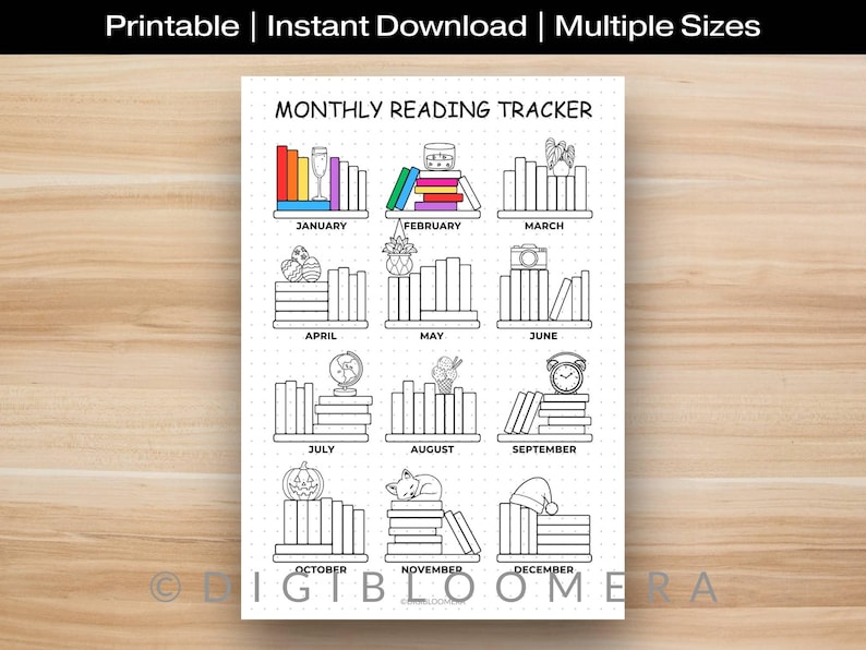 Monthly Reading Tracker | Printable Journal Page | Book Tracker - Etsy