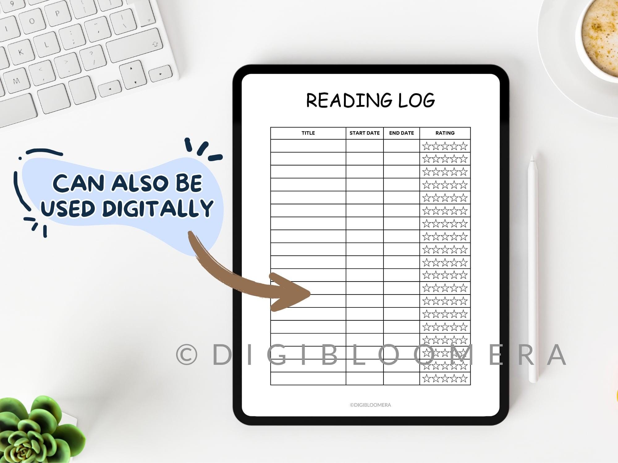 Reading Log Chart, Printable Journal Page, Reading Tracker, Books to ...
